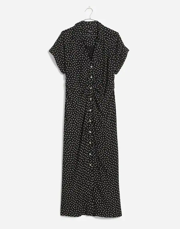 Floral Button-front Midi Shirt Dress