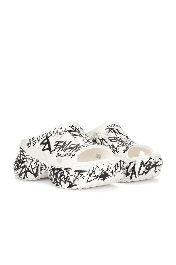 Balenciaga Crocs Pool Slide Sandal - White & Black