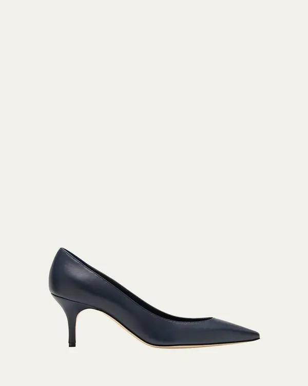 Manolo Blahnik Kietta Leather Stiletto Pumps - Navy