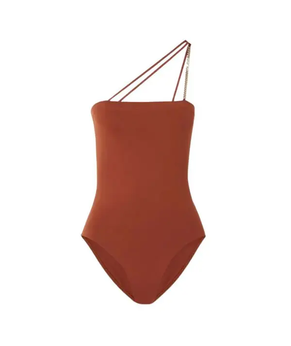 Gucci One-shoulder Chain-embellished One Piece Swimsuit