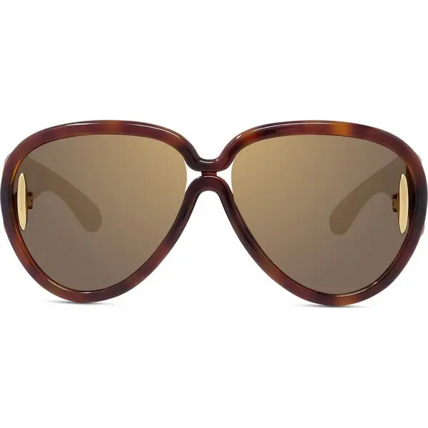 Loewe Anagram Oversized Pilot Sunglasses - Dark Havana / Brown Mirror