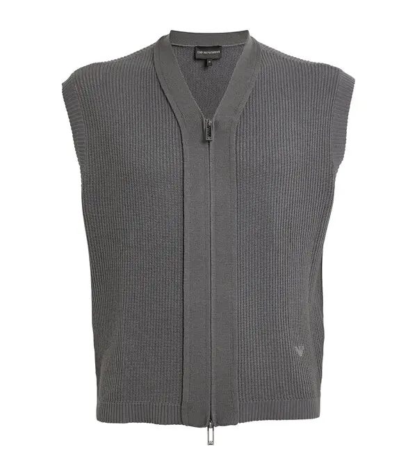 Emporio Armani Patterned-knit Zip-up Cardigan