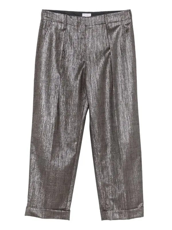 Brunello Cucinelli Wool Blend Metallic Trousers