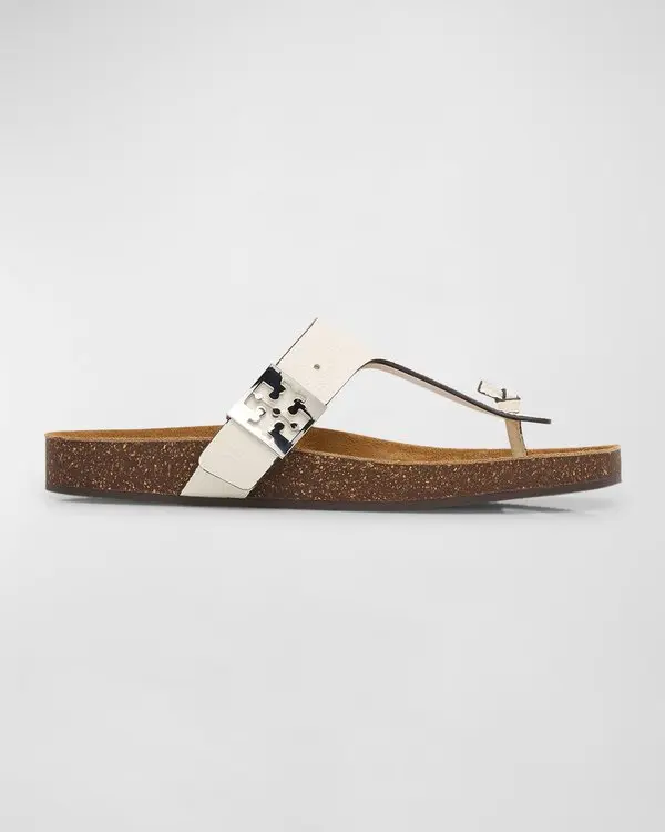 Tory Burch Mellow Leather Buckle Sandals - Blanc  Light Oak