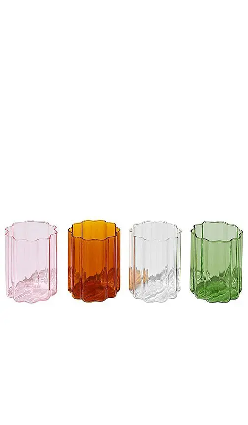 FAZEEK Wave Glass Set Of 4 In Green