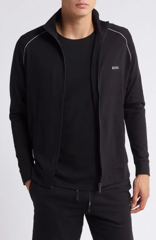 Hugo Boss Cotton-blend Zip-up Jacket - Black
