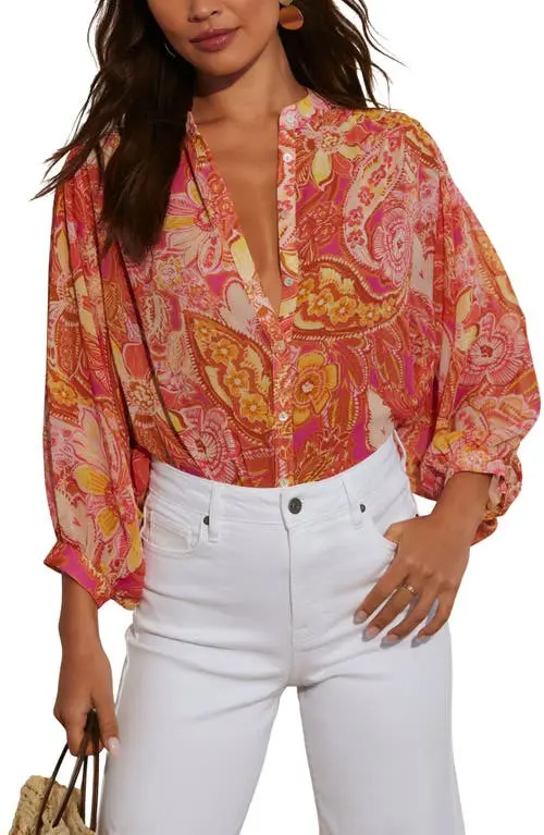 VICI Maggie Floral Chiffon Button-up Shirt