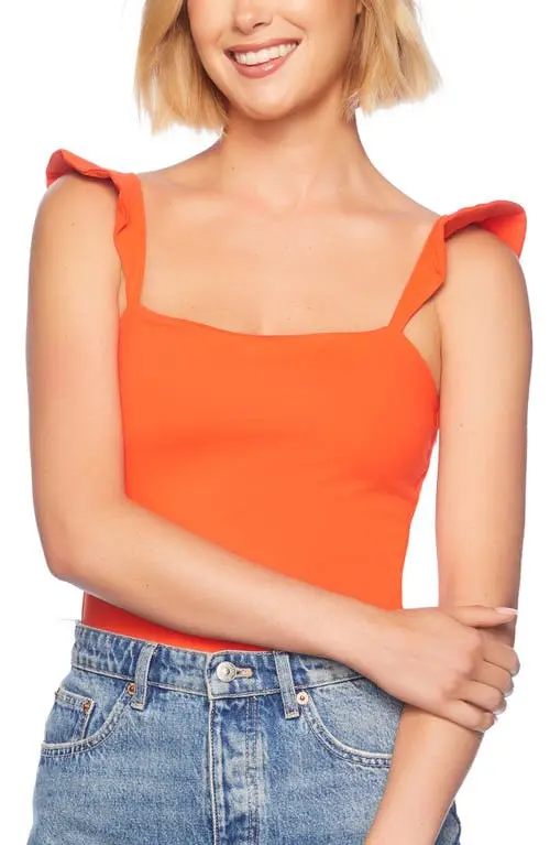 Susana Monaco Ruffle Strap Tank - Cherry Tomato