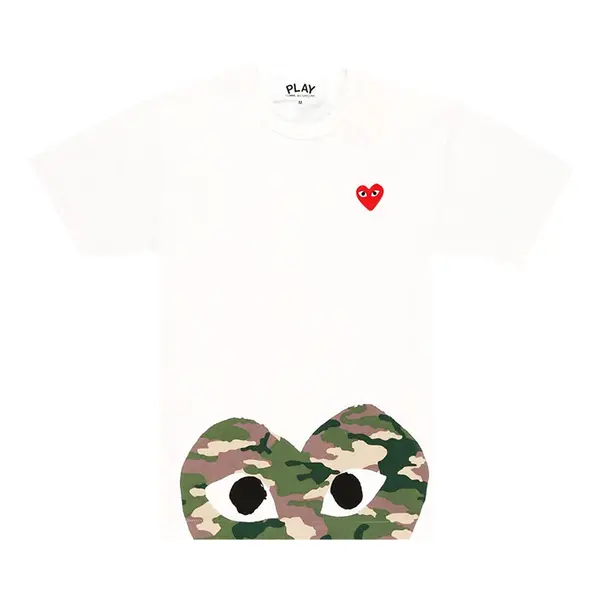 Play Comme Des Garcon Camouflage Half Heart Tee