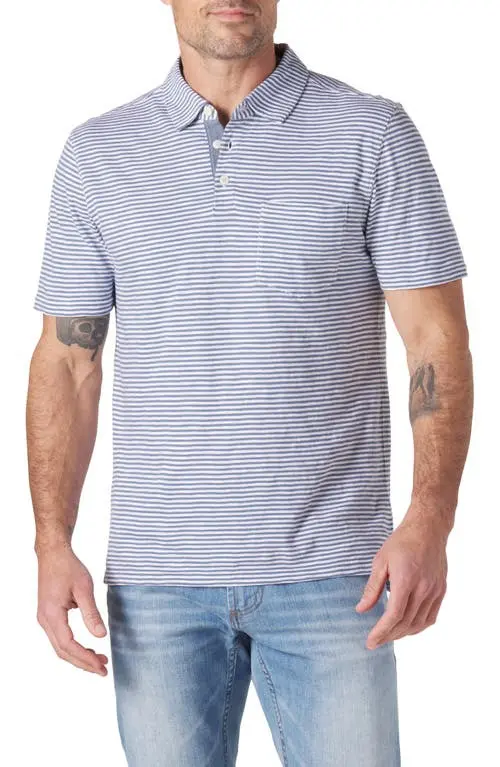 THE NORMAL BRAND Slub Pocket Polo - Blue Stripe