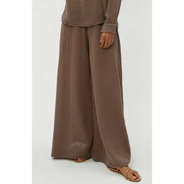 Michael Stars Simba Smocked Waist Wide Leg Pants - Cobblestone