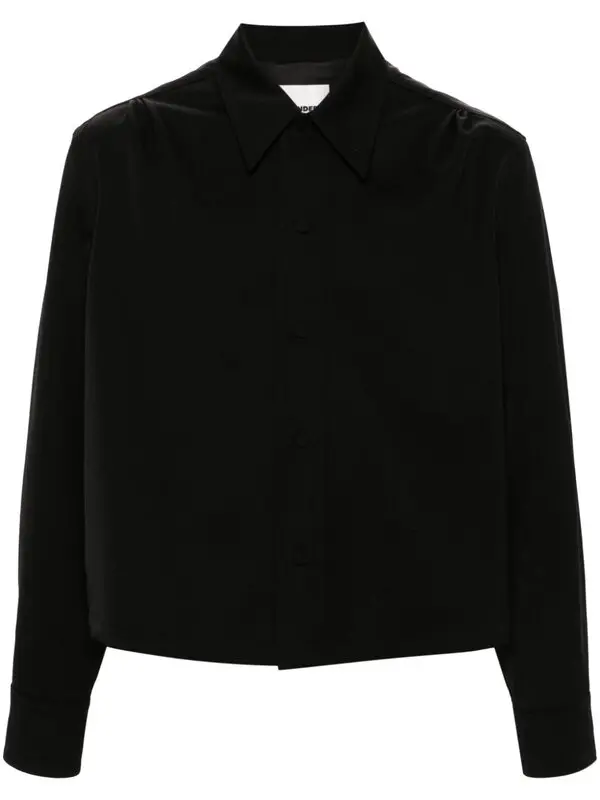 JIL SANDER Pointed-collar Wool Shirt - Black