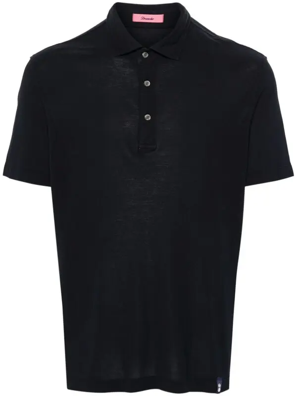 DRUMOHR Spread-collar Cotton Polo Shirt - Blue