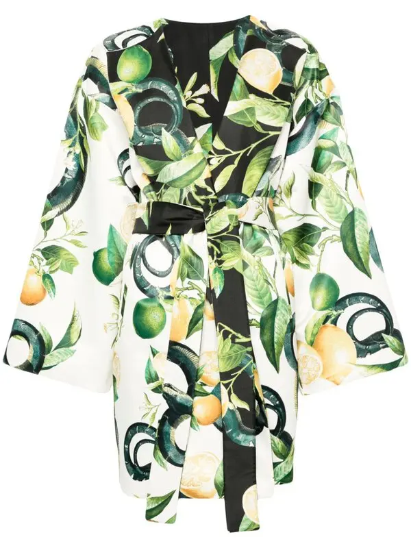Roberto Cavalli Lemon-print Silk Coat