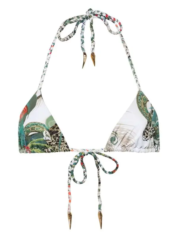 Roberto Cavalli Jungle-print Bikini Top