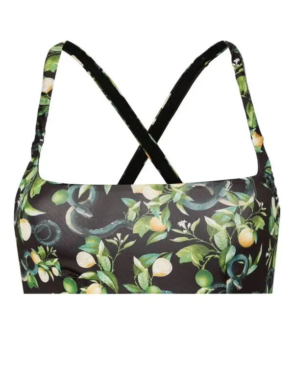 Roberto Cavalli Lemon-print Bandeau Bikini Top