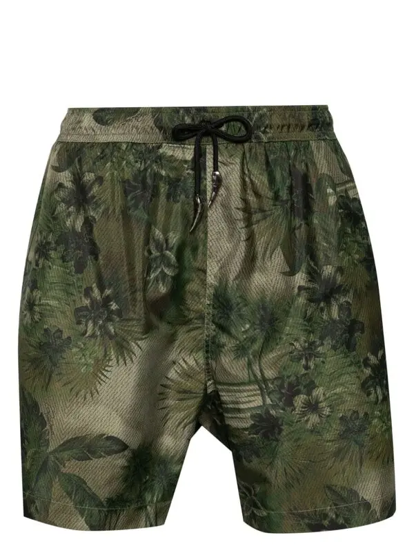 Roberto Cavalli Tiger Tooth Camouflage Swim Shorts - Green