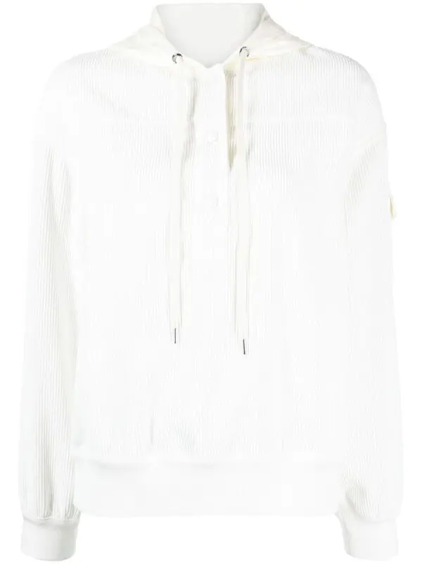Moncler Corduroy Rib-trim Hoodie - White