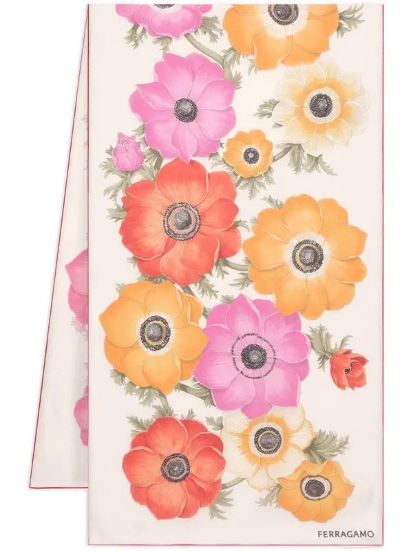 FERRAGAMO Anemone-print Silk Scarf - Pink