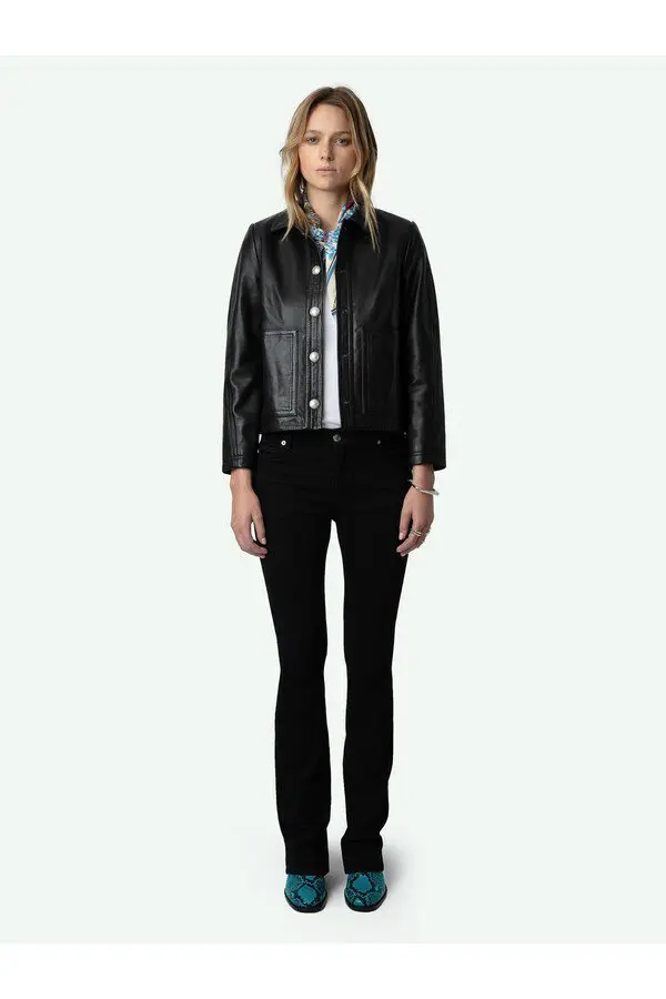 Zadig&Voltaire Litchi Leather Jacket - Black