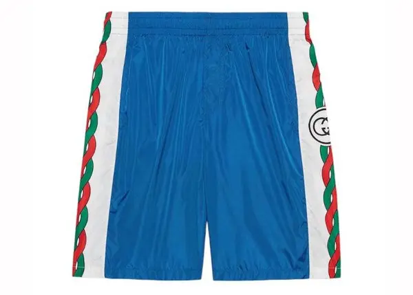 Gucci Interlocking G Print Nylon Swim Shorts - Blue/white