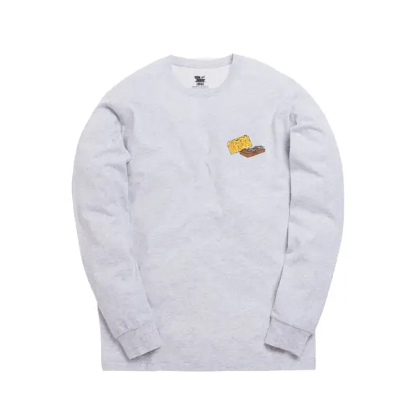 Kith X Tom & Jerry Long Sleeve Cheese Tee Shirt - Light Heather Grey