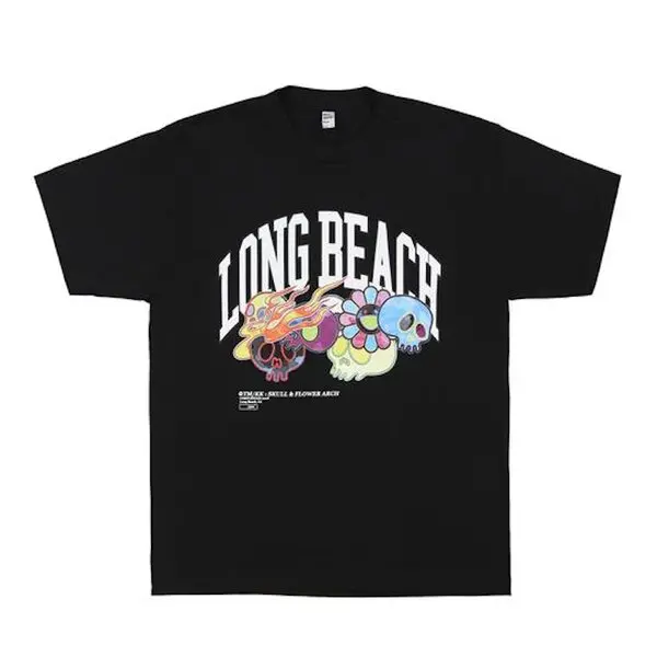 TAKASHI MURAKAMI Flaming Skull & Flower Wordmark Tee Shirt - Black