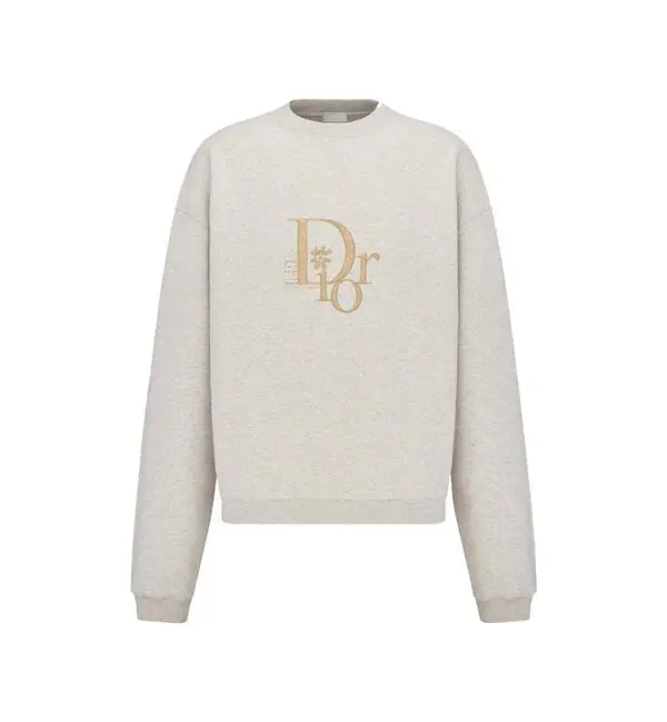 Dior X Erl Oversized Sweatshirt - Heathered Gray Cotton Fleece