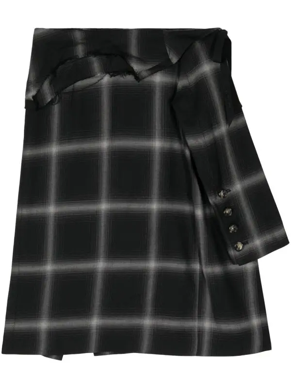 MARINA YEE Birkin Plaid Wool Skirt - Grey
