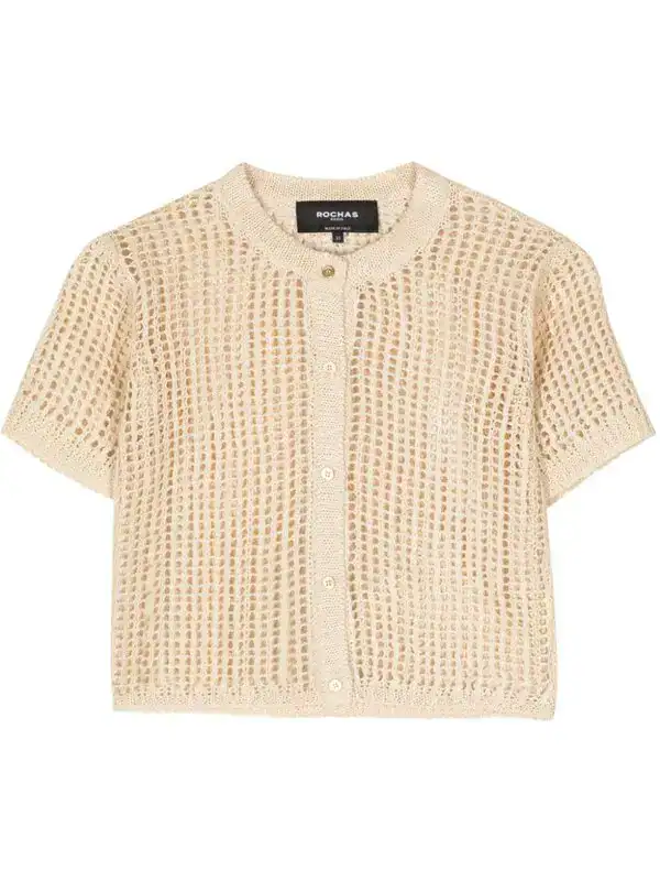 Rochas Open-Knit Cardigan In Neutrals 55% Off Editorialist