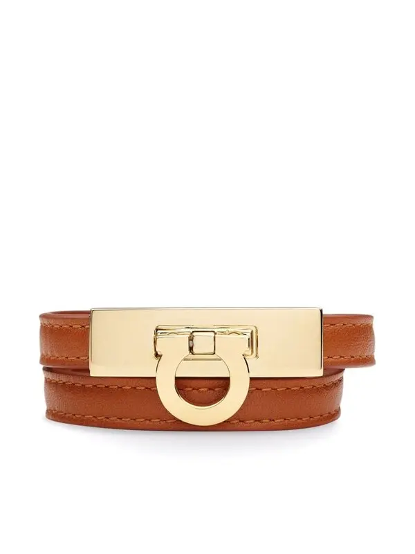 FERRAGAMO Gancini Double Twist Bracelet - Brown