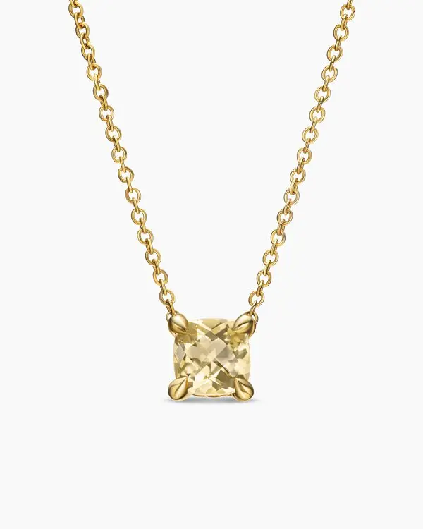 David Yurman 18k Yellow Gold Micro Chatelaine® Pendant Necklace With - Champagne Citrine