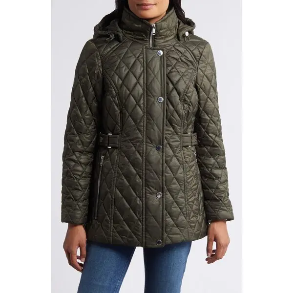 London Fog Quilted Water-resistant Jacket - Olive