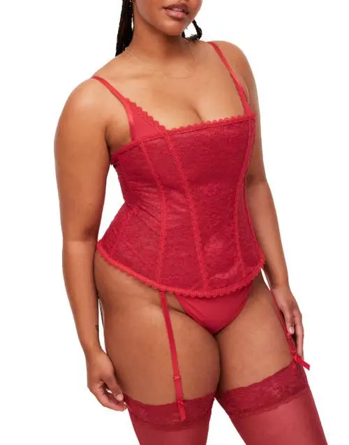 ADORE ME Lace Corset And G-string Set - Dark Red