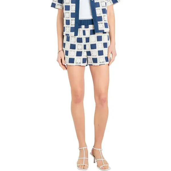 English Factory Crocket Crochet Patchwork Shorts