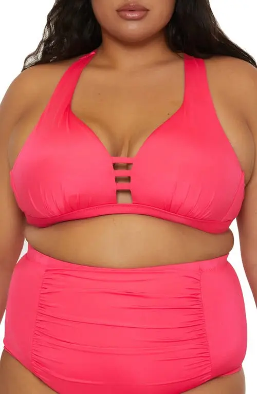 Becca Tab Inset Halter Bikini Top - Geranium
