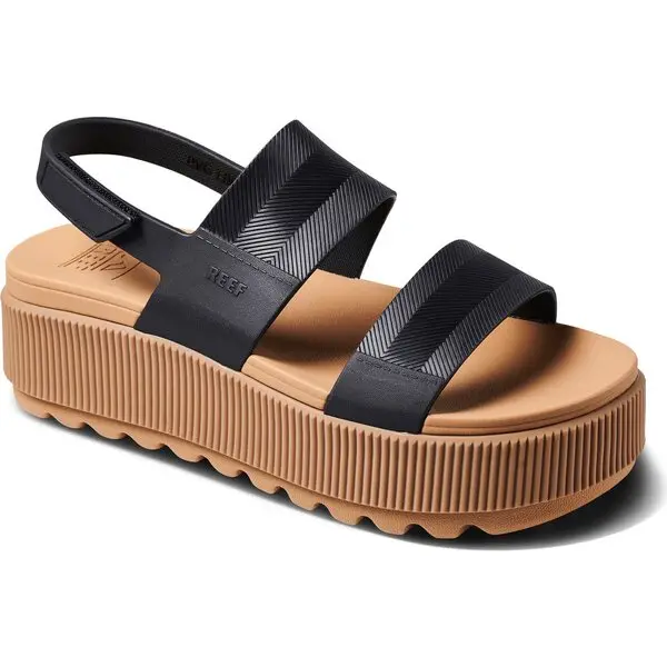 Reef Water Vista Platform Slingback Sandal - Black/tan