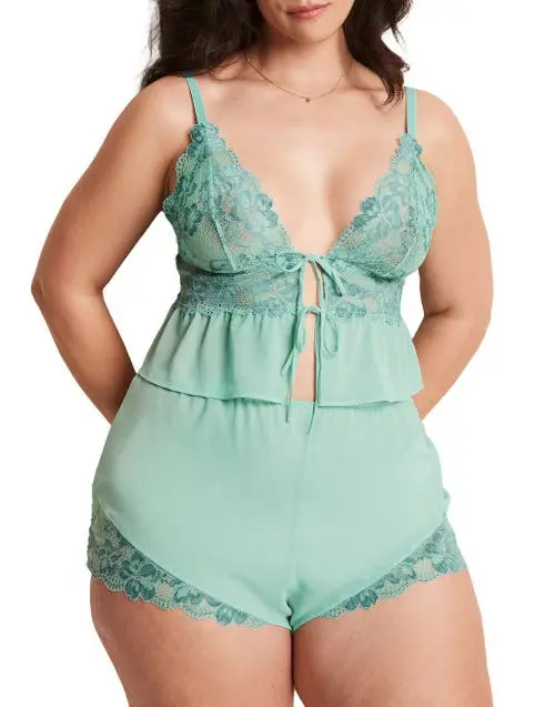 ADORE ME Tammy Camisole & Shorts Lingerie Set - Medium Green