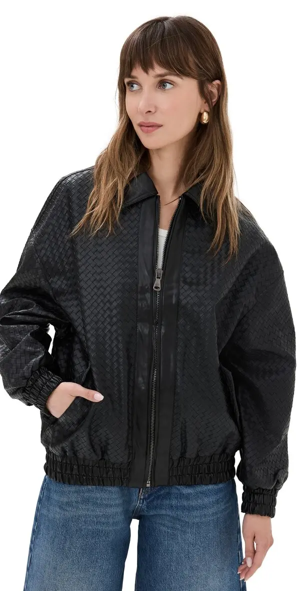 Lioness Kenny Woven Bomber Jacket - Onyx