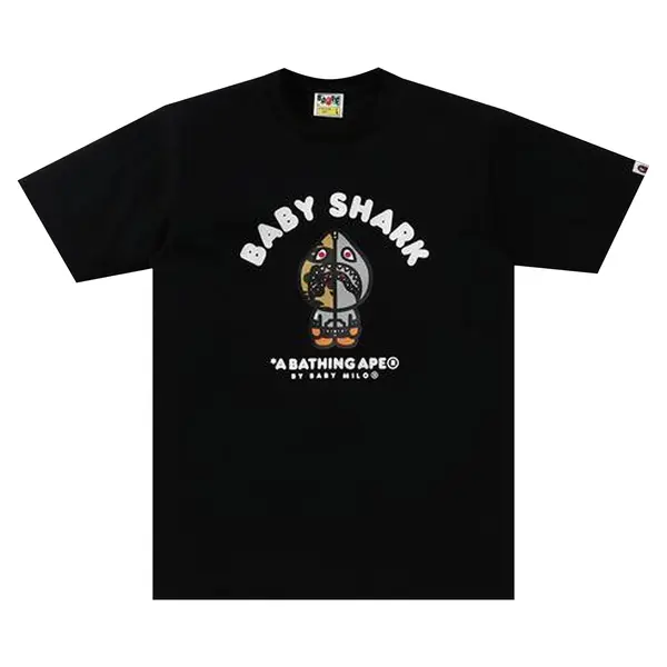 BAPE Baby Milo Shark College Tee /grey - Black