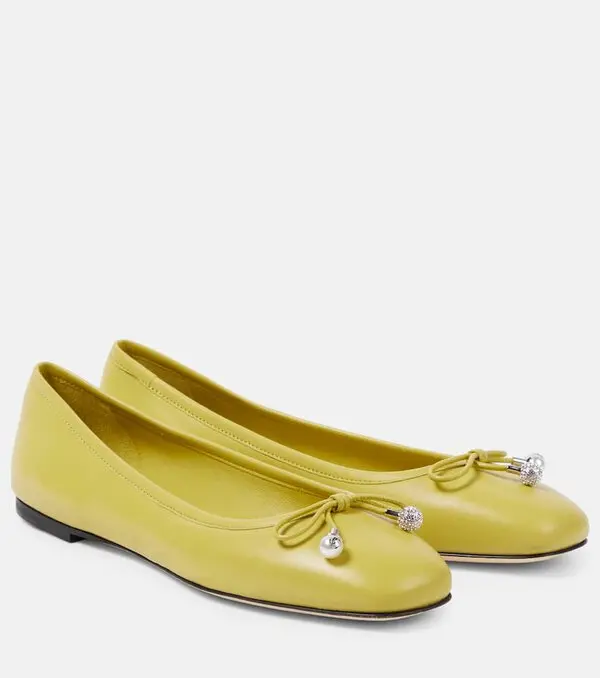 JIMMY CHOO Elme Leather Ballet Flats