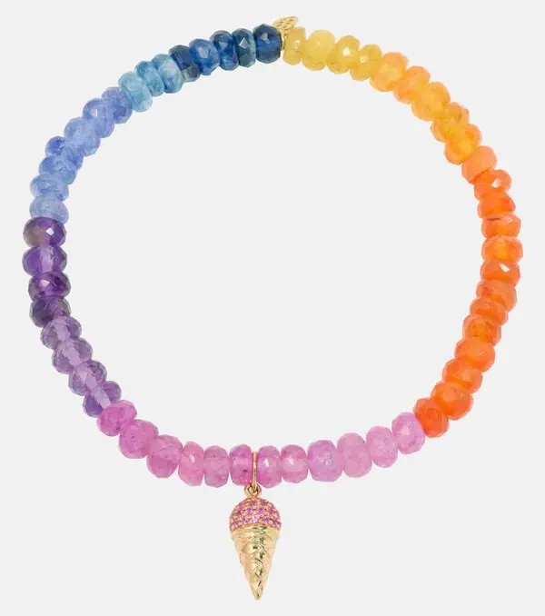 SYDNEY EVAN 14kt Gold Sapphire Ice Cream Cone Charm Bracelet