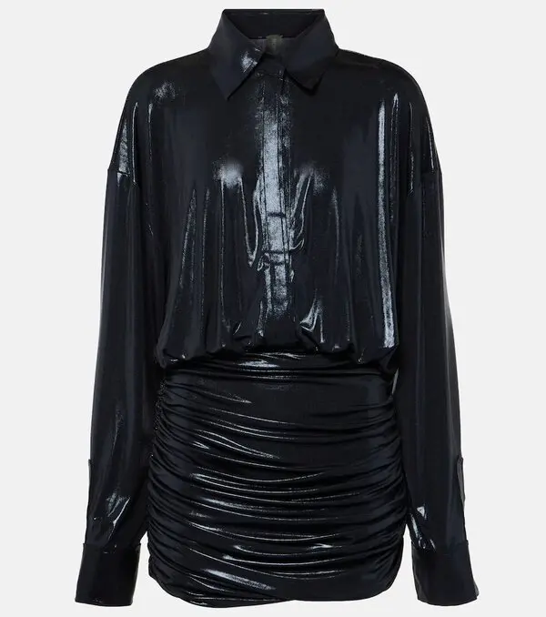 norma kamali ruched shirt dress Ruched shirt dress in brown - Norma Kamali