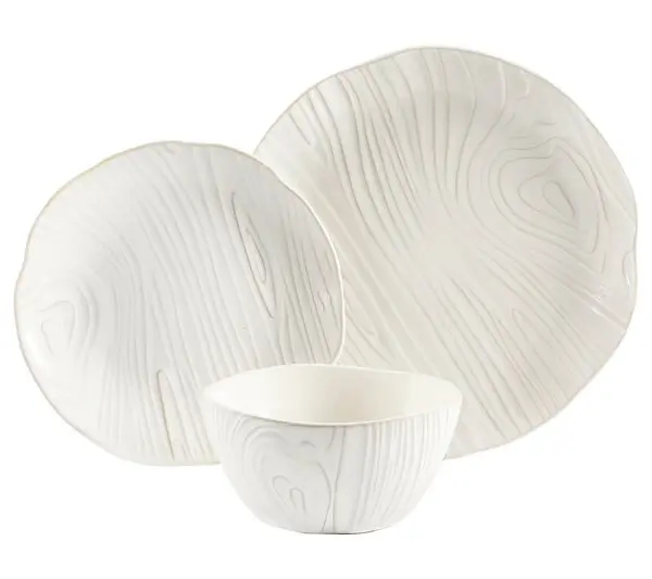 MARTHA STEWART Faux Bois 12 Piece Stoneware Din Nerware Set