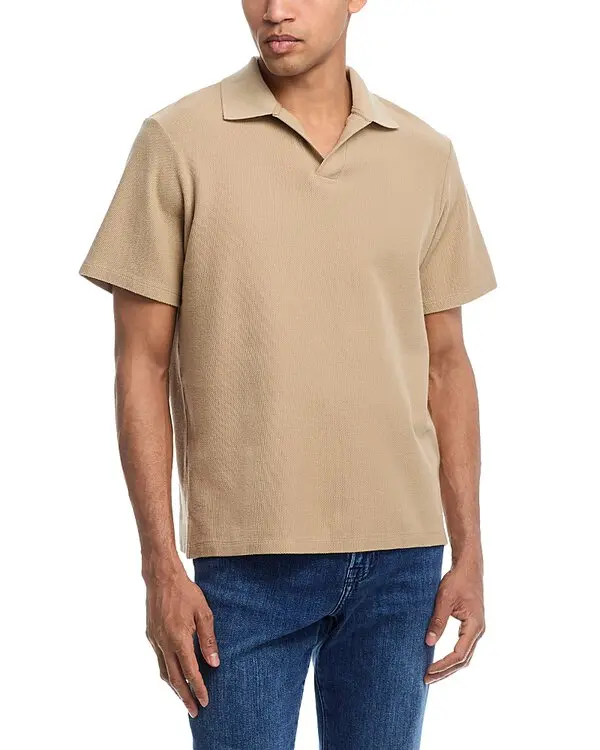 FRAME Jacquard Short Sleeve Open Collar Polo Shirt - Summer Beige