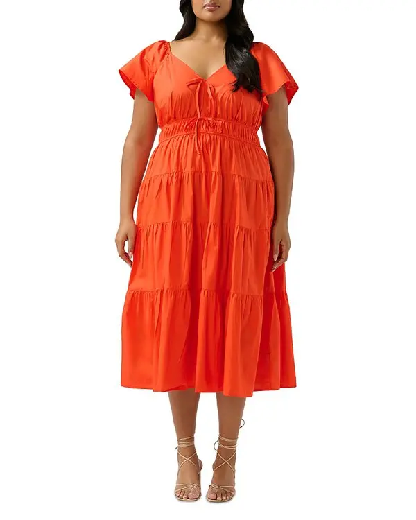 ESTELLE Ana Midi Dress - Tangerine