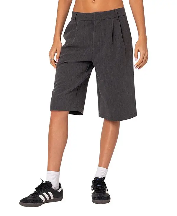EDIKTED Aelia Bermuda Trouser Shorts - Dark Gray