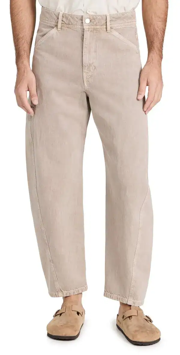 Lemaire Twisted Workwear Pants In Denim Snow Beige - 40% Off 