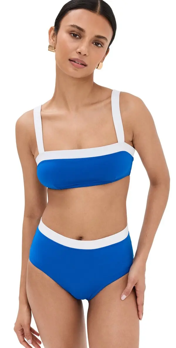 Staud Liv Bikini Top - Sapphire/white