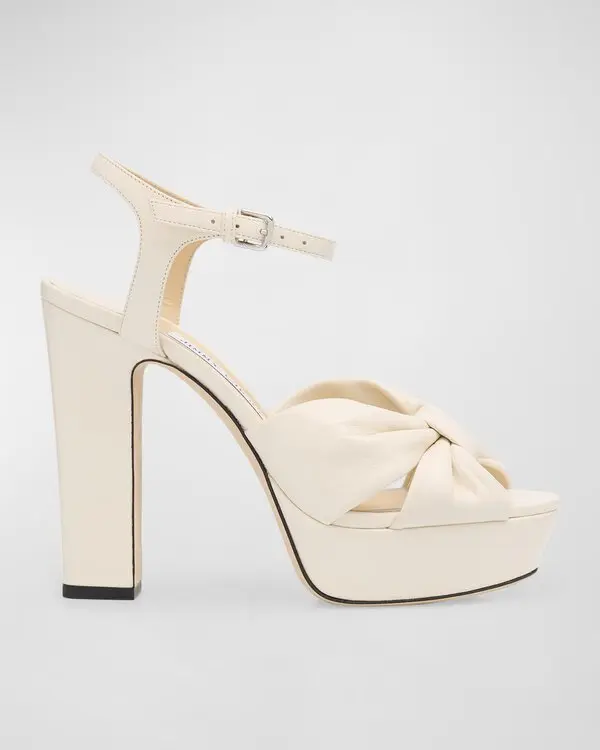 JIMMY CHOO Heloise Leather Platform Sandals - Latte